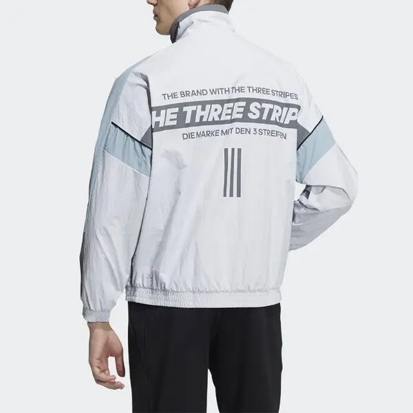 Adidas Contrasting Color Stand Collar Zip-up Track Jacket