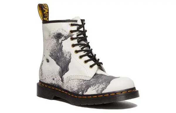 Dr. Martens 1460 X Tate Decalcomania Leather Lace Up Boots - White/black