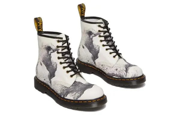 Dr. Martens 1460 X Tate Decalcomania Leather Lace Up Boots - White/black