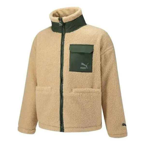 PUMA Patch Pocket Sherpa Jacket - Beige/green