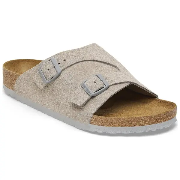 BIRKENSTOCK Zurich Suede Leather Narrow Fit Sandals - Grey
