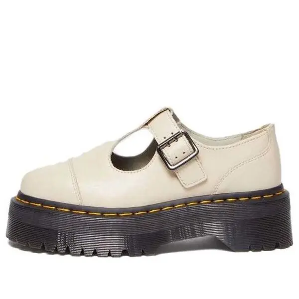 Dr. Martens Bethan Pisa Leather Platform Mary Jane - Parchment Beige