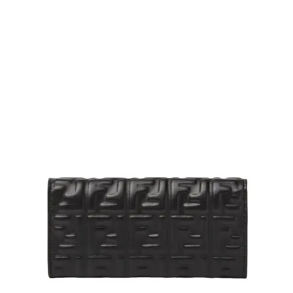 Fendi Baguette Continental With Chain - Black