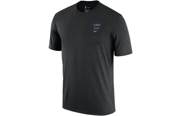 Nike X Nba Crossover Los Angeles Lakers Courtside Pattern Printing Round Neck Short Sleeve Black - Multi-color