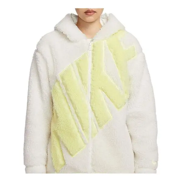 Nike Logo Sherpa Jacket - White/yellow