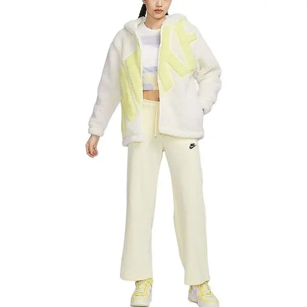 Nike Logo Sherpa Jacket - White/yellow