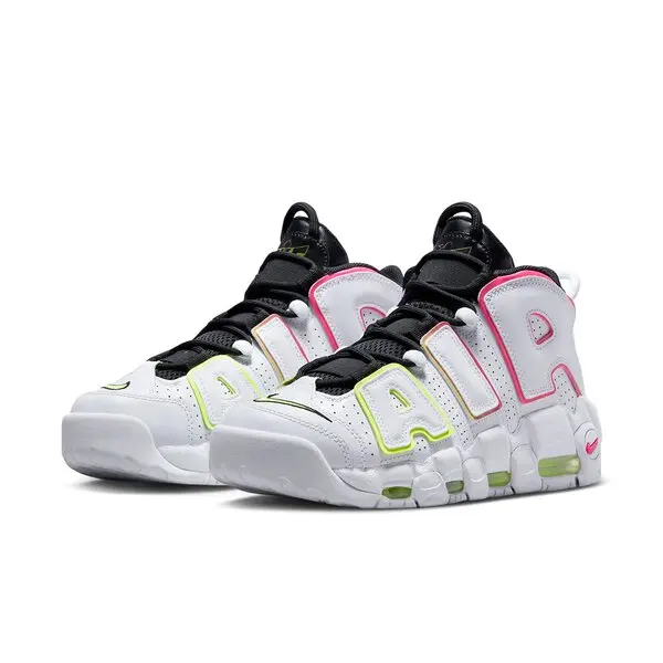 Nike More Uptempo Athletic Sneakers - White/volt-hyper Pink-black
