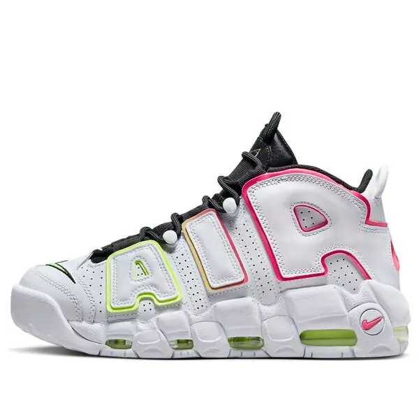 Nike More Uptempo Athletic Sneakers - White/volt-hyper Pink-black