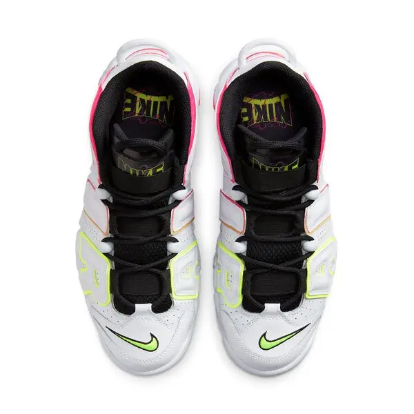 Nike More Uptempo Athletic Sneakers - White/volt-hyper Pink-black