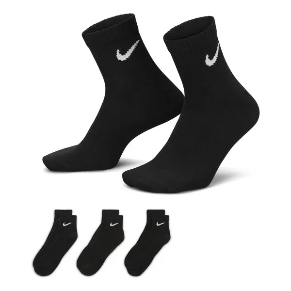 Nike Everyday Lightweight Mid Tops Sports Training Socks - Black