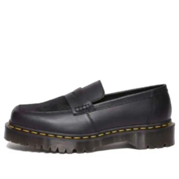Dr. Martens Penton Bex Square Toe Hair-on & Leather Loafers - Black