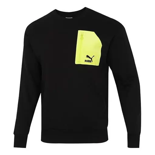 PUMA Contrasting Colors Zipper Pocket Pullover - Black