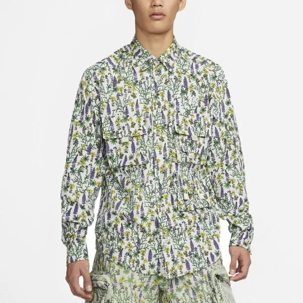 Nike Ss22 Dri-fit Uv Version Floral Long Sleeves Shirt Green