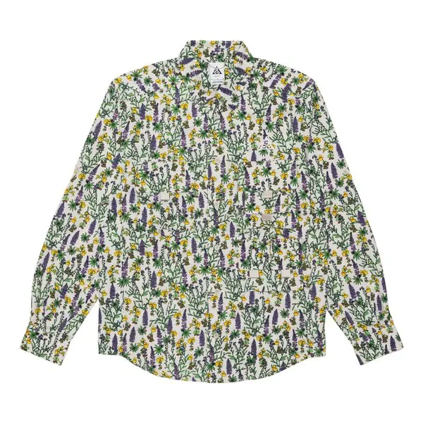 Nike Ss22 Dri-fit Uv Version Floral Long Sleeves Shirt Green - Multi-color