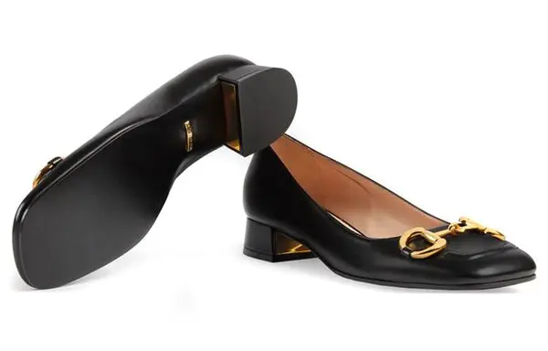 Gucci Horsebit Leather Ballet Flats - Black