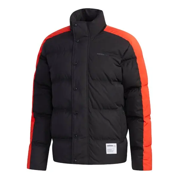 Adidas Puffer Down Jacket With Large Logo Detail - Black