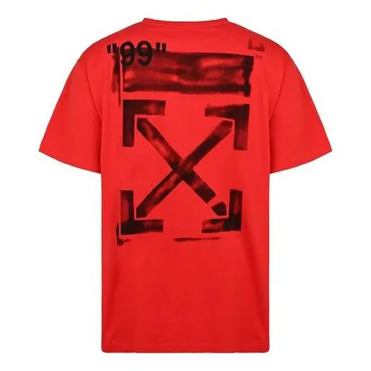 Off-White Ss19 Crew Neck Street Style Plain Cotton Short Sleeves - Red
