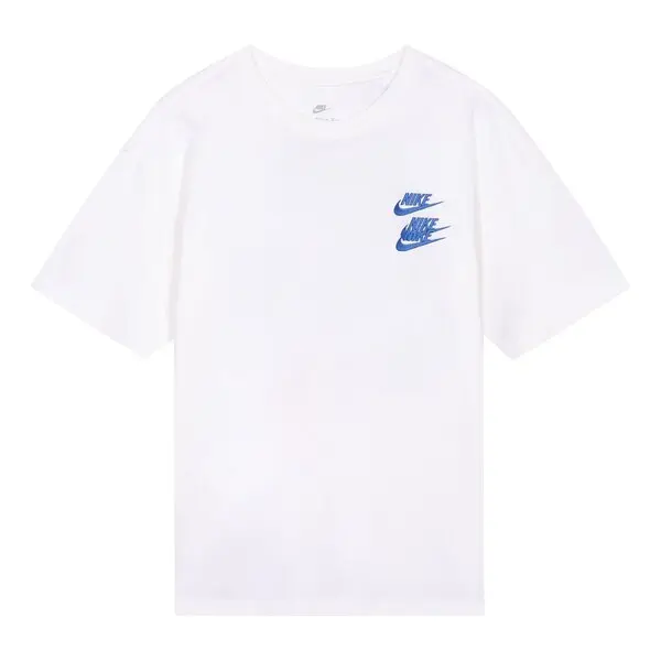 Nike Around The World Subject Embroidered Alphabet Logo Ribbed Round Neck Short Sleeve White T-shirt - Multi-color