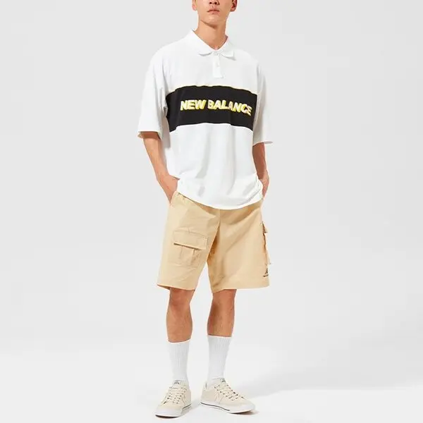 NEW BALANCE Logo Print Polo T-shirt Asia Sizing 'white Black