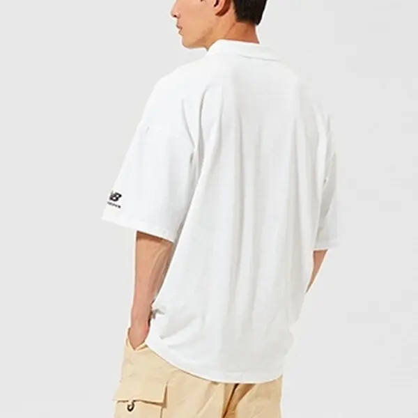 NEW BALANCE Logo Print Polo T-shirt Asia Sizing 'white Black