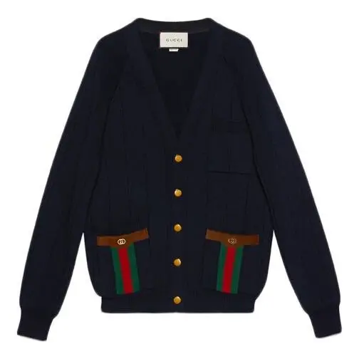 Gucci Ribbon Knitted Wool-blend Cardigan - Black