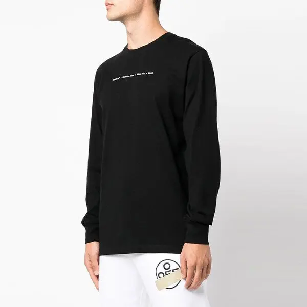 Off-White Cotton Arrow Logo Printing Round Neck Long Sleeves Black