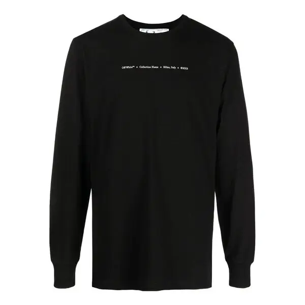Off-White Cotton Arrow Logo Printing Round Neck Long Sleeves Black - Multi-color