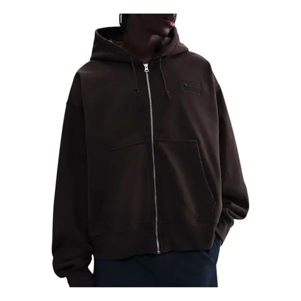 Nike X Stussy Fw25 Full-zip Fleece Hoodie - Brown