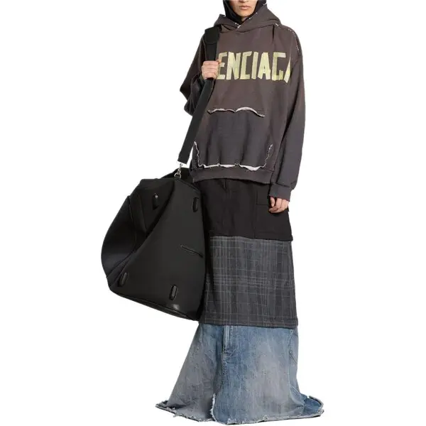 Balenciaga Tape Type Ripped Pocket Hoodie - Dark Grey