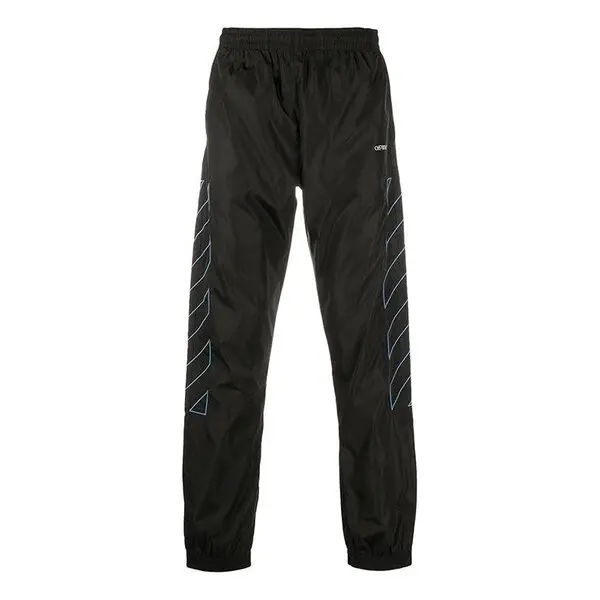 Off-White Stripe Nylon Training Long Pants - Black