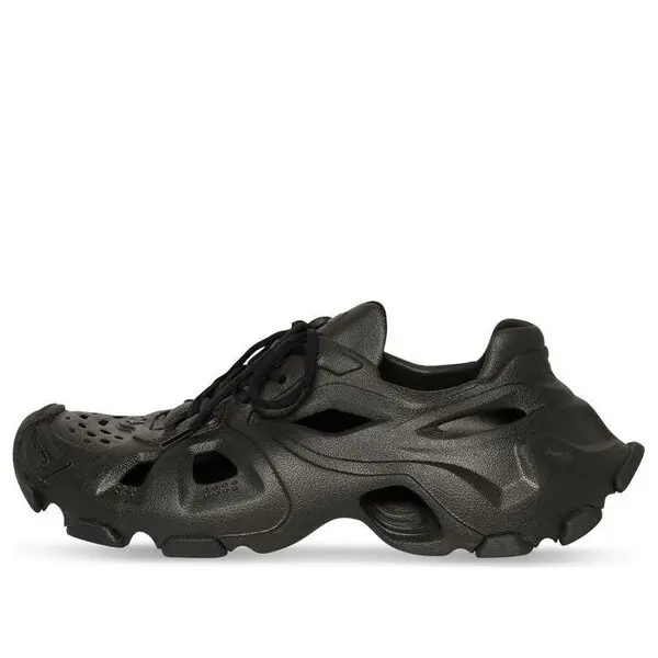 Balenciaga Hd Lace Up Cut Out Sneakers - Black
