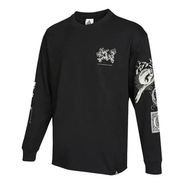 Nike X Iceland Printing Sports Round Neck Long Sleeves T-shirt - Black
