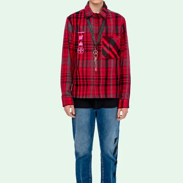 Off-White Mariana De Silva Shirt Long Sleeve Plaid Shirts