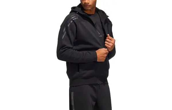 Adidas Solid Color Knit Hooded Jacket
