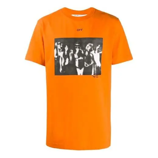 Off-White Graffiti Arrow Pattern Printing Short Sleeve Loose Fit - Orange