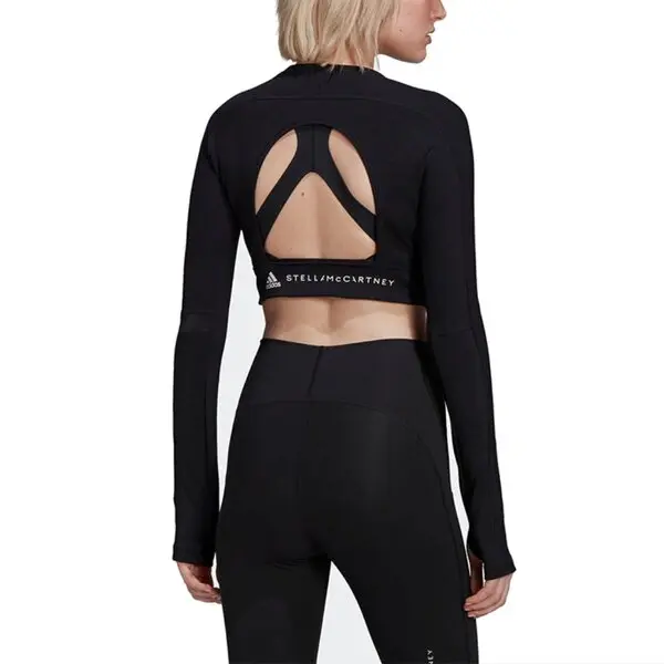 Adidas By Stella Mccartney Truestrength Cropped Long Sleeve T-shirt - Black