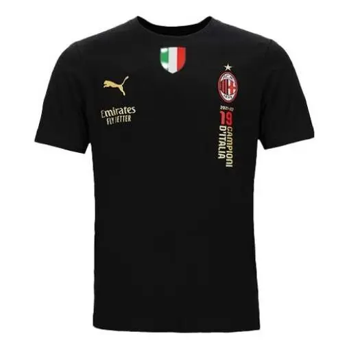 PUMA Ac Milan Official Italian Champions T-shirt - Black