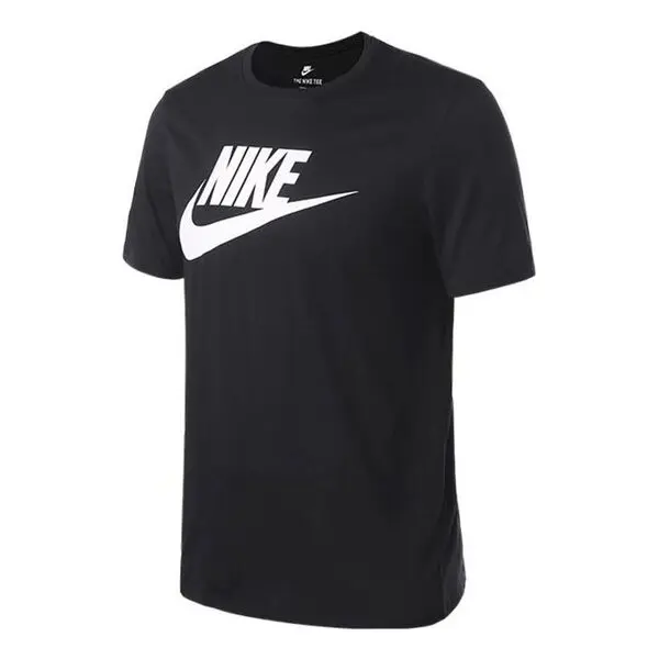 Nike Large Logo Printing Round Neck Short Sleeve Black T-shirt - Default Color