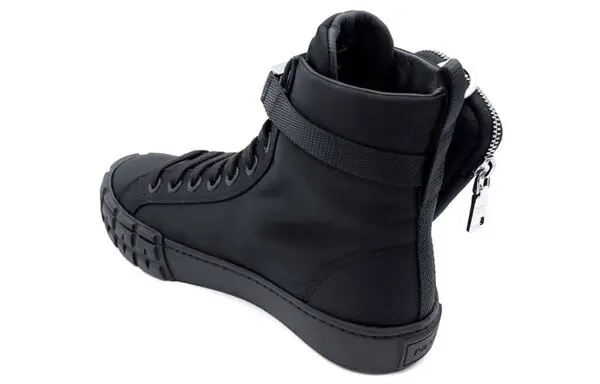 Prada Wheel Re-nylon Hight Sneakers With Detachable Pouch