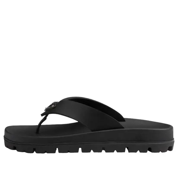 Prada Ss26 Rubber Thong Sandals - Black