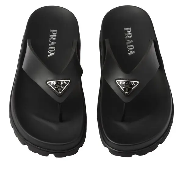 Prada Ss26 Rubber Thong Sandals - Black
