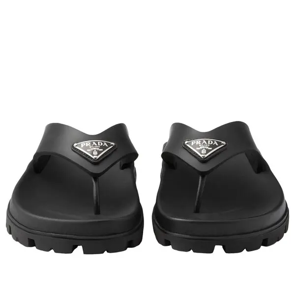 Prada Ss26 Rubber Thong Sandals - Black