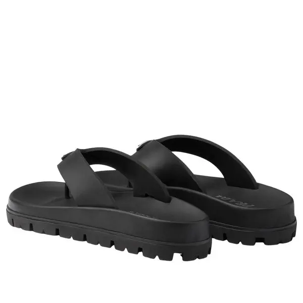 Prada Ss26 Rubber Thong Sandals - Black