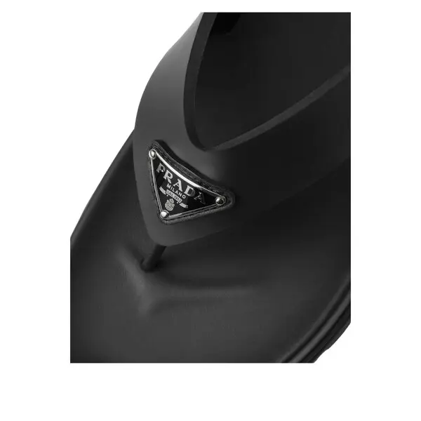 Prada Ss26 Rubber Thong Sandals - Black