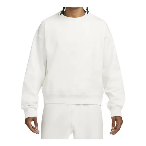 Nike Solid Color Round Neck Dropped Shoulder Sleeves Straight Long Sleeves Hoodie White - Default Colorway