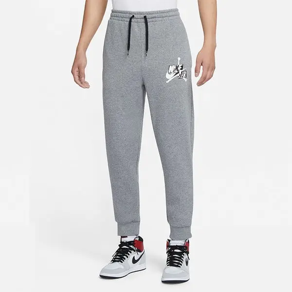 JORDAN Jumpman Classics Flying Printing Drawstring Fleece Lined Slim Fit Pants - Gray