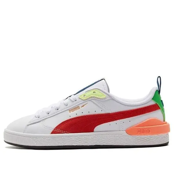 PUMA Suede Bloc Low Top Sneakers - White/red