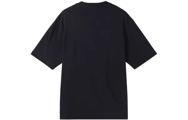 JORDAN Casual Solid Color Printing Round Neck Pullover Short Sleeve Black - Default Color