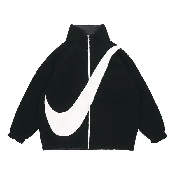 Nike Reversible Lambswool Jacket With Large Logo Detail - Black