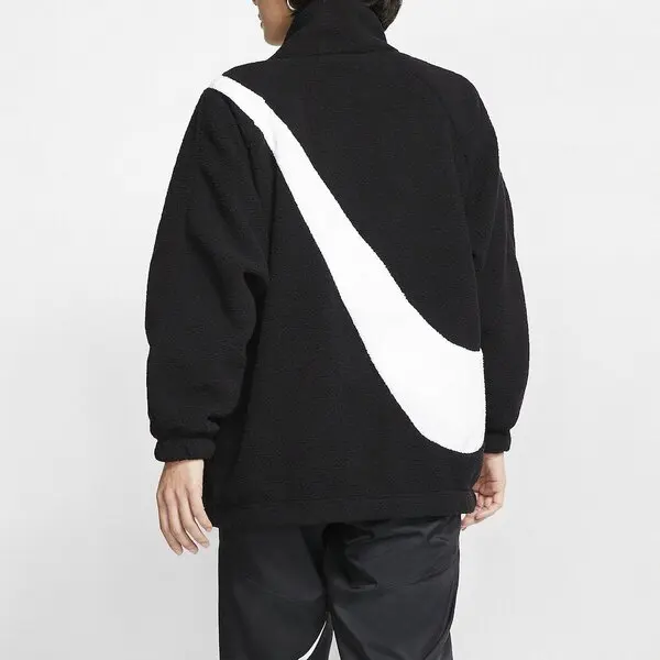 Nike Reversible Lambswool Jacket With Large Logo Detail - Black